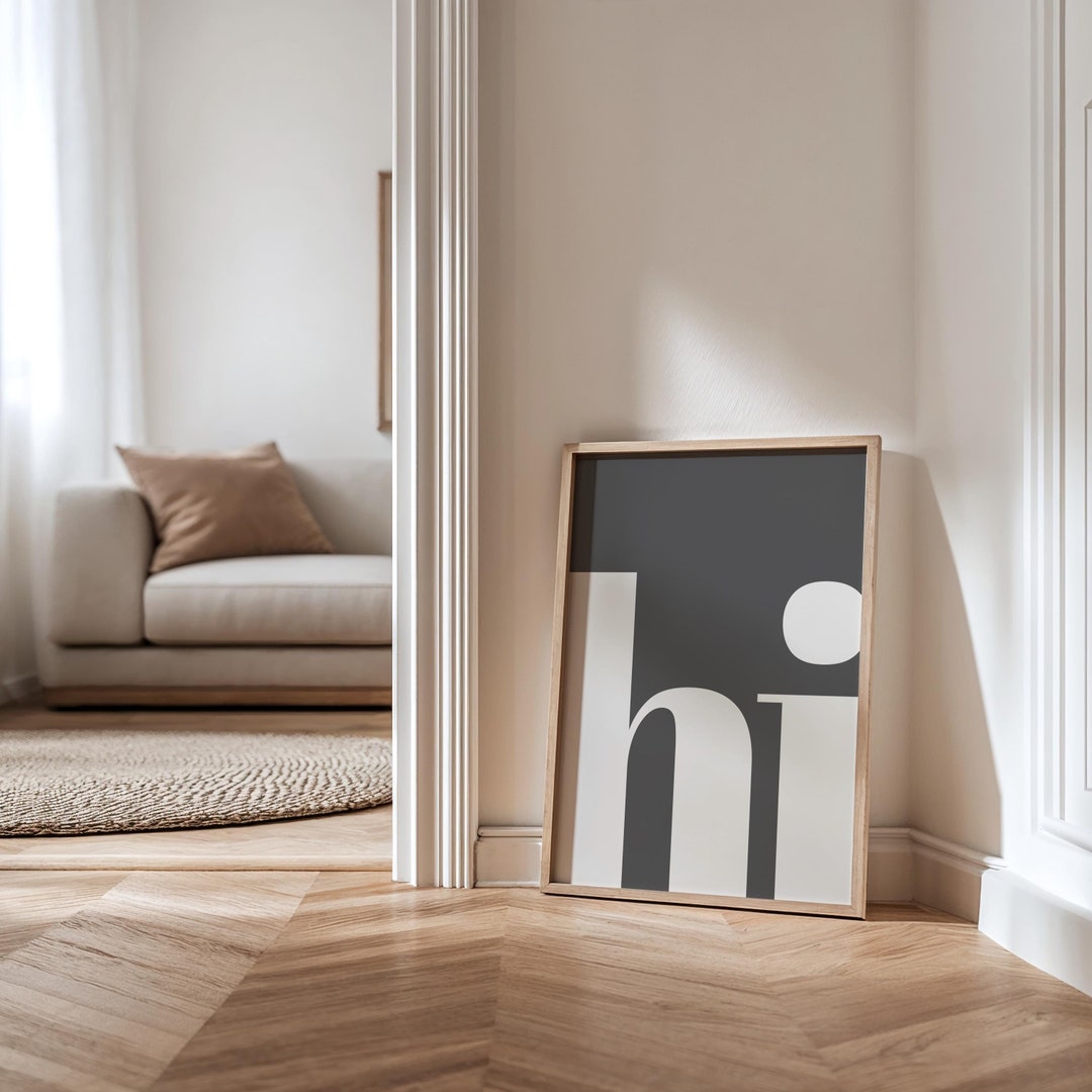 Hi Poster Hello Typography Print Printable Wall Art Living Room Entry ...