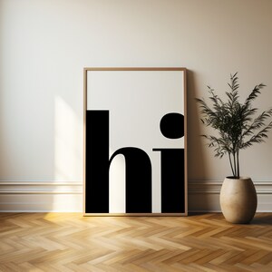 Hi Poster Hi Hello Poster Typography Print Printable Wall Art Black ...