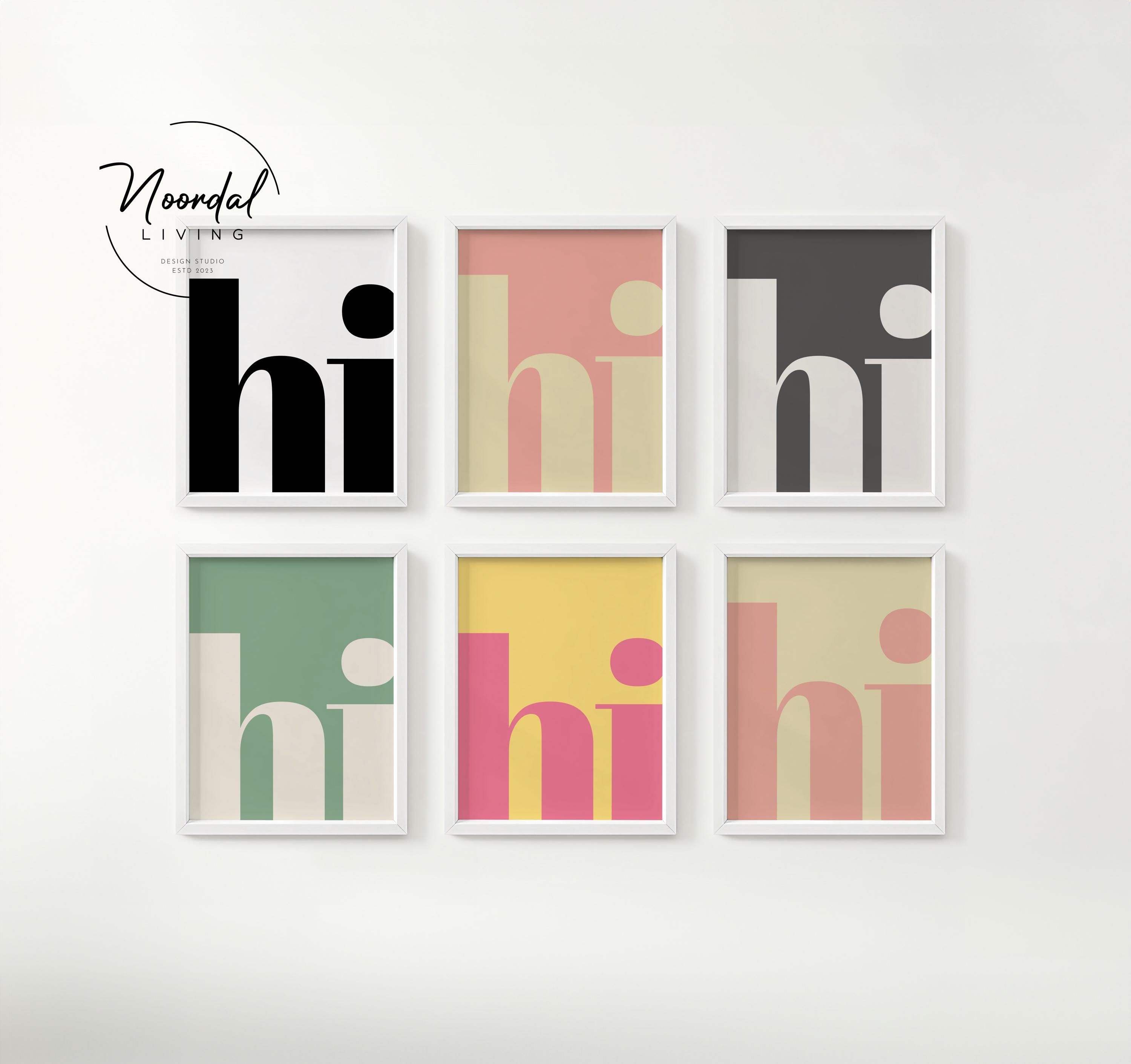 Hi Poster Hello Typography Print Printable Wall Art Living Room Entry ...