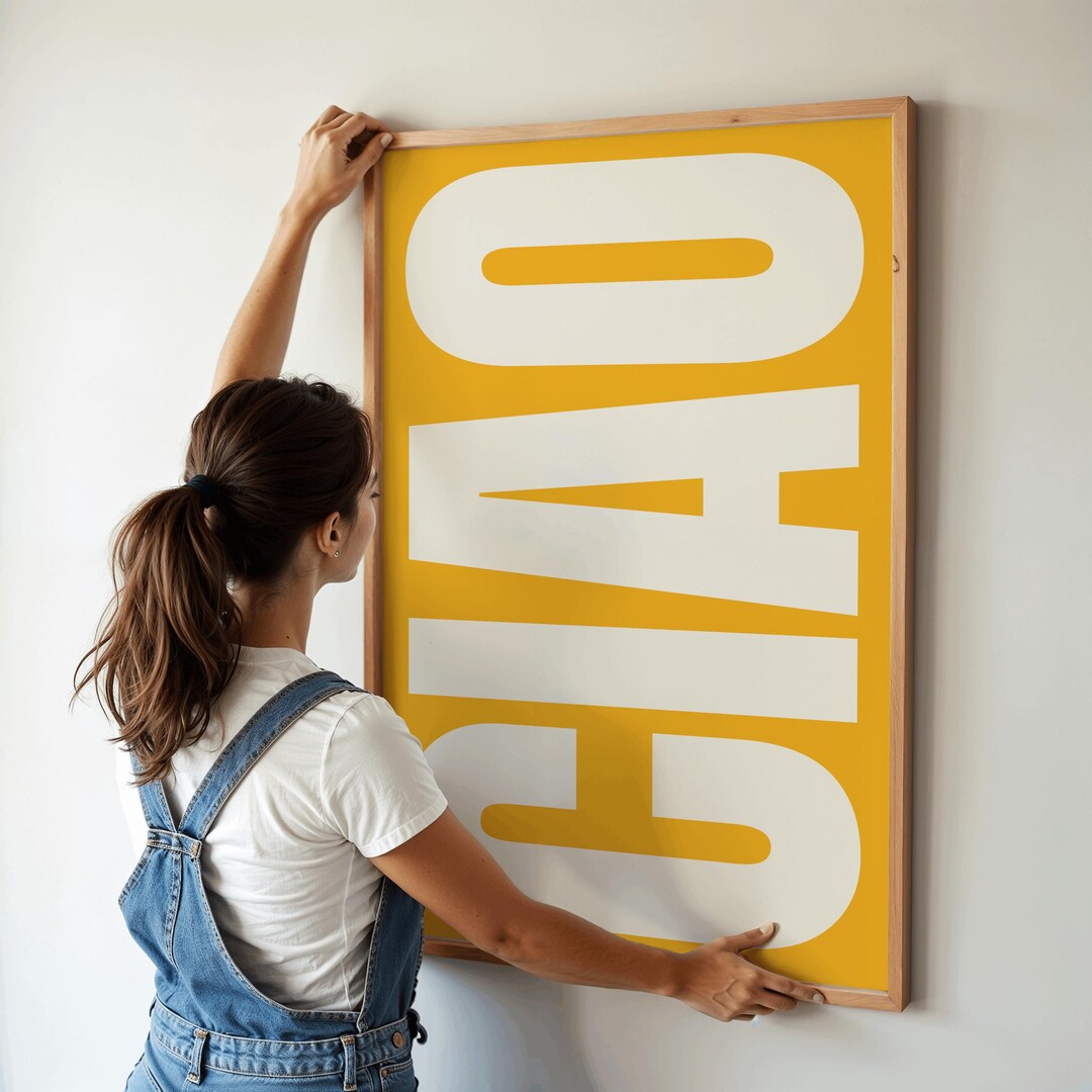 DIGITAL DOWNLOAD Ciao Poster Yellow Wall Art Ciao Print Typography Art ...