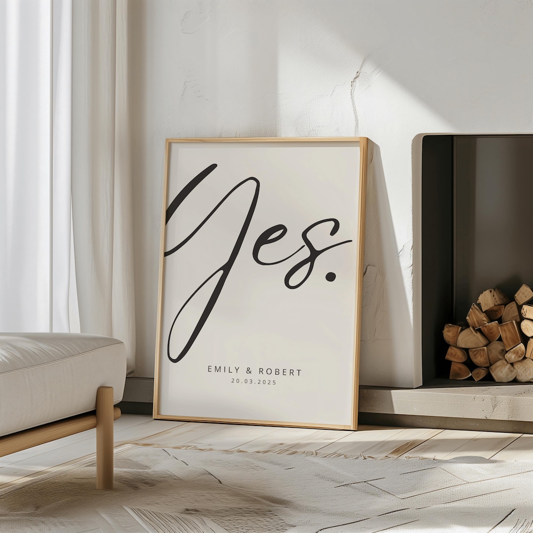 Custom Wedding Gift Wedding Poster Yes With Names and Date Engagement ...
