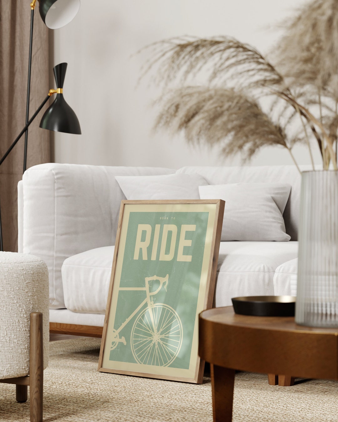 DIGITAL DOWNLOAD Poster Bike Born to Ride Cycle Sage Green Wall Art ...