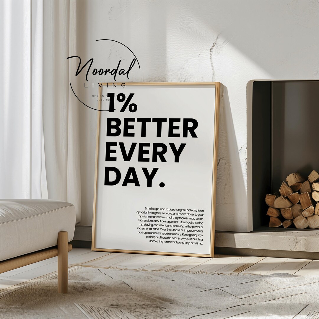 DIGITAL DOWNLOAD Motivational Poster 1% Better Every Day Print ...