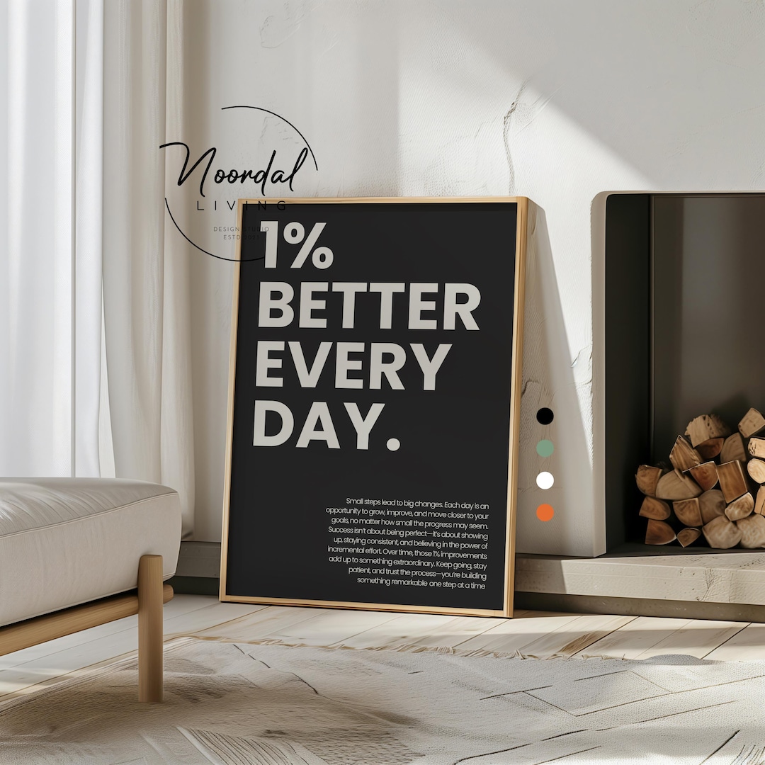 Motivational Poster 1% Better Every Day Print | Different Colors | Gym ...