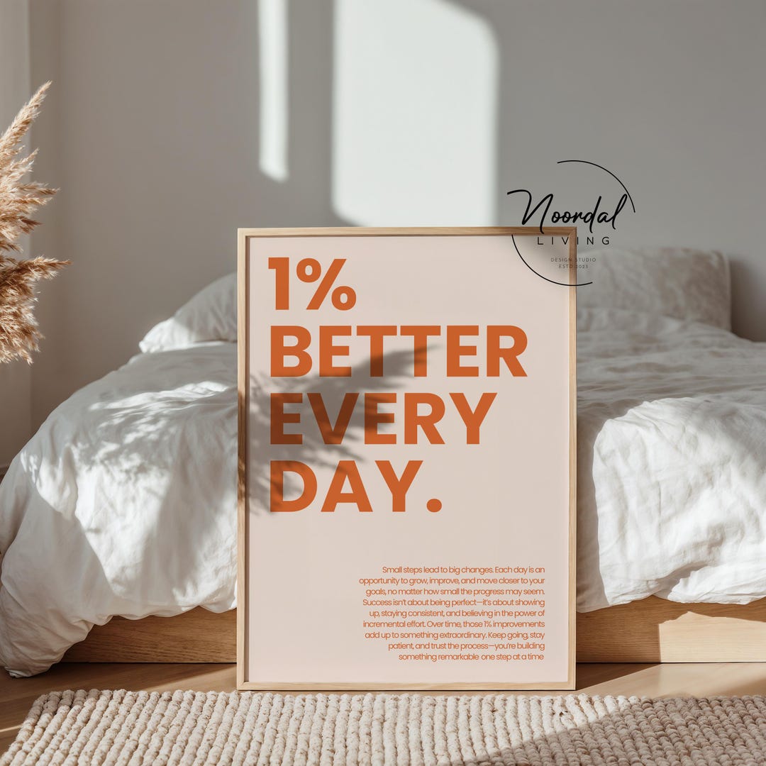 DIGITAL DOWNLOAD Motivational Poster 1% Better Every Day Print ...