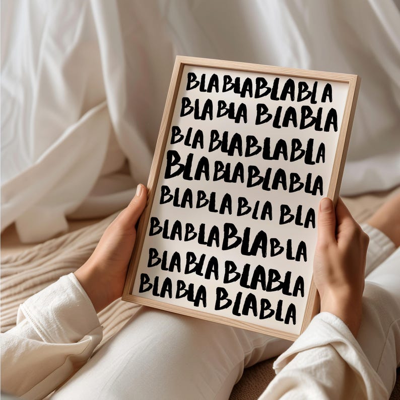 DIGITAL DOWNLOAD Bla Bla Bla Print Blabla Poster Wall Art Funky Decor ...