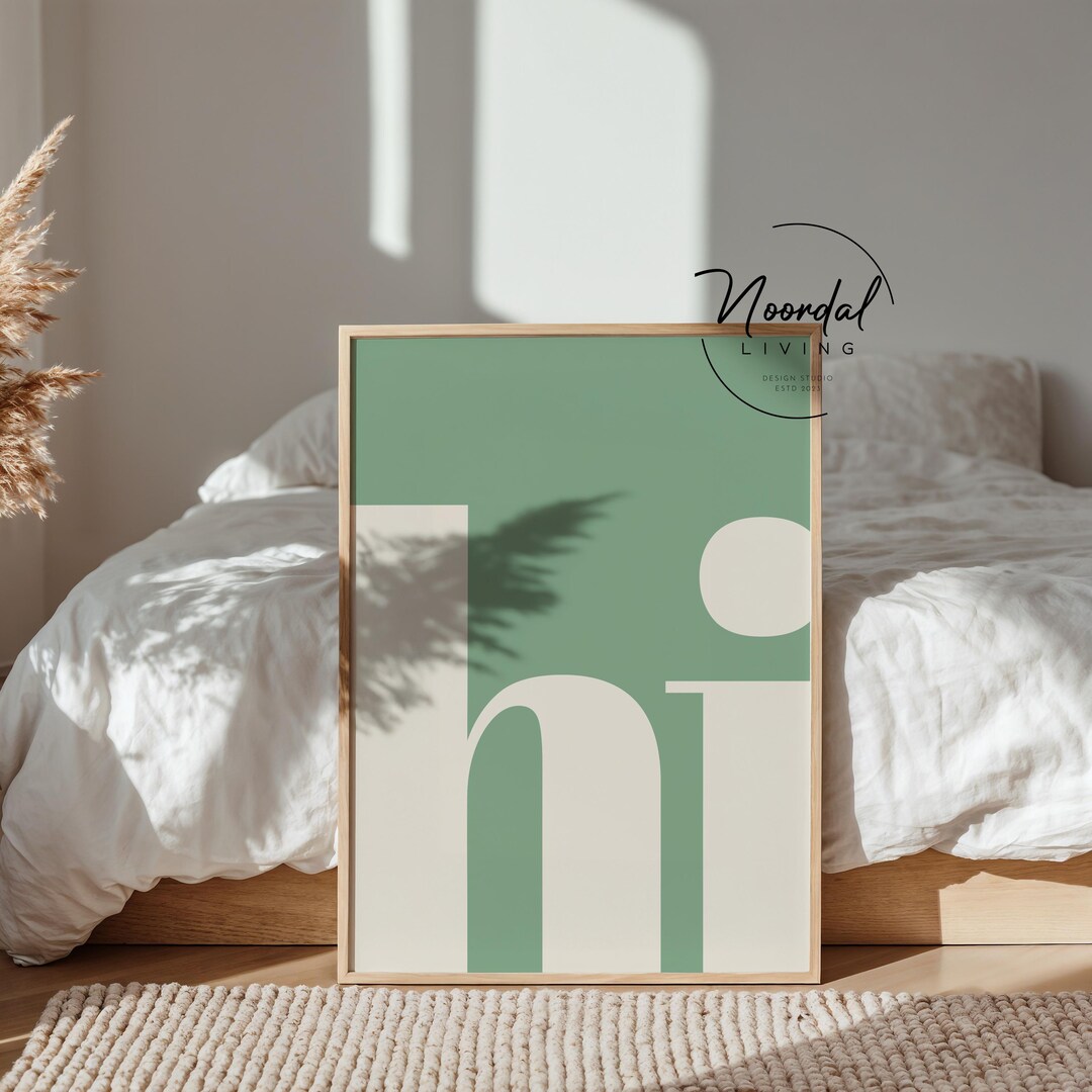 Hi Poster Sage Print Hello Poster Typography Print Printable Wall Art ...