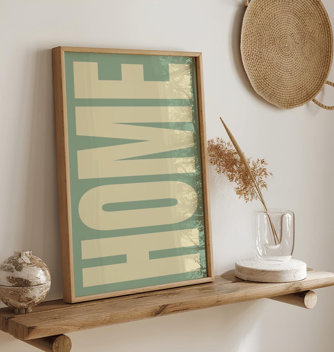Home Poster in Sage Green Beige Bold Typography Entryway Decor - Etsy