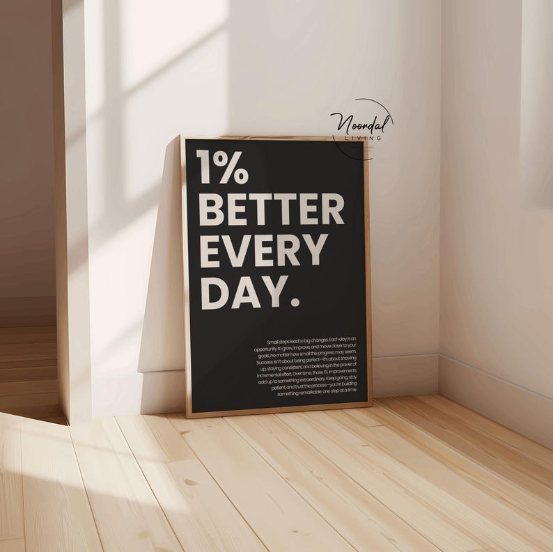 DIGITAL DOWNLOAD Motivational Poster 1% Better Every Day Print ...
