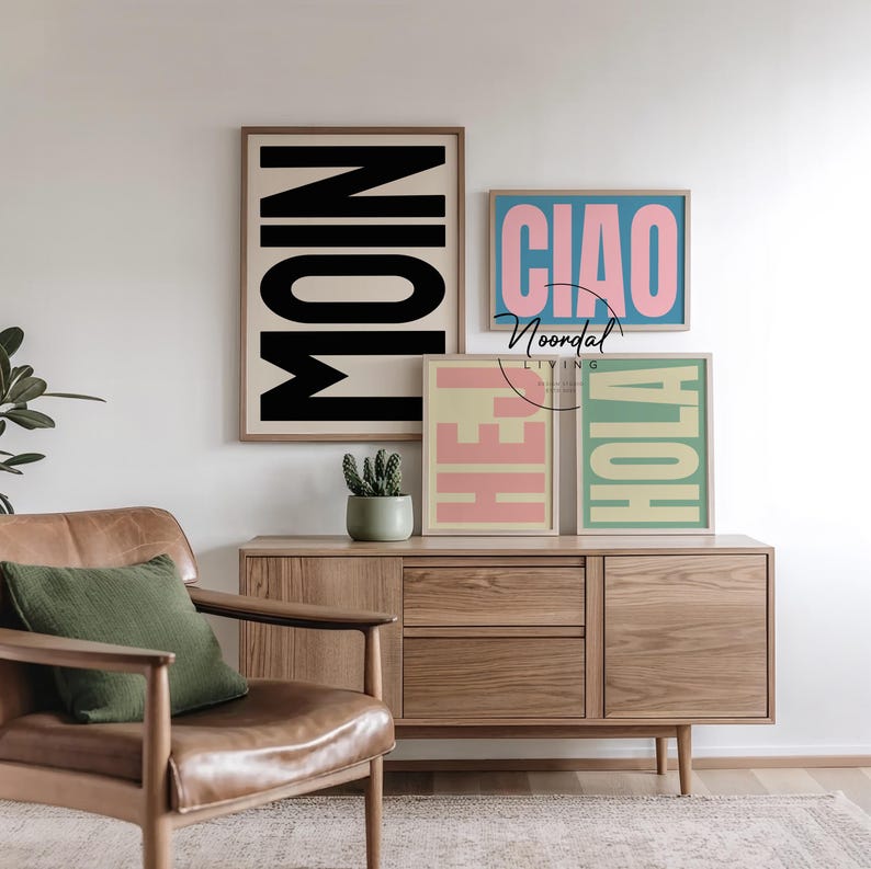 Moin Poster Minimalistic Minimal Entryway Decor Typography Print Hello ...