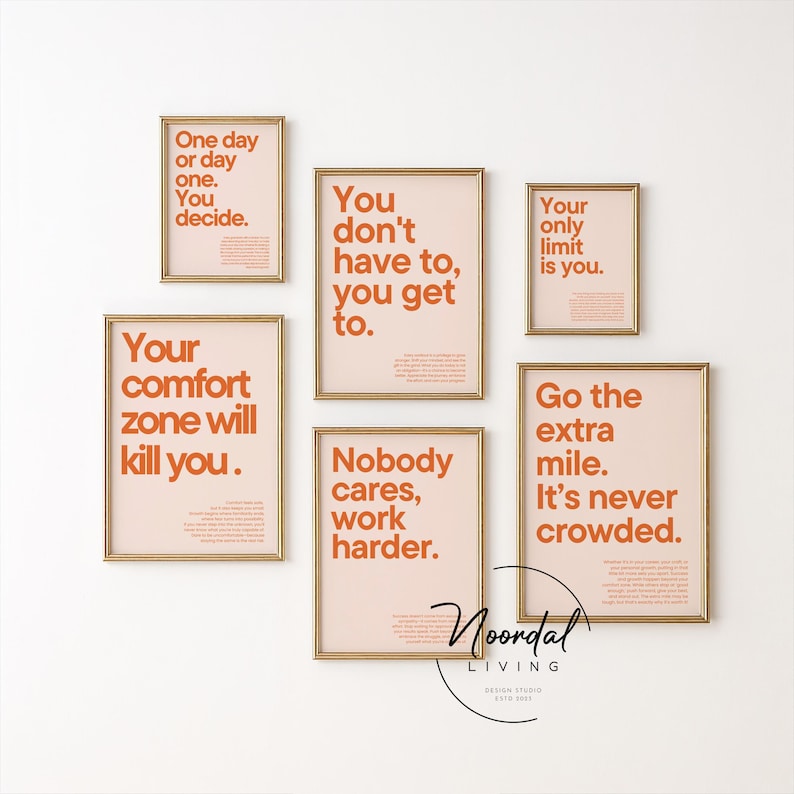 Motivational Poster Bundle Inspirational Quote Prints Wall Art Set Gym ...