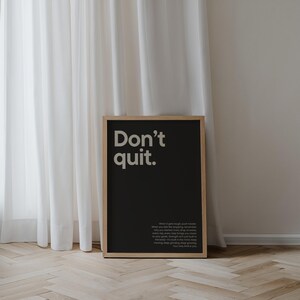 Don't Quit Print Home Gym Wall Art Motivational Poster Fitness Gym Soft ...