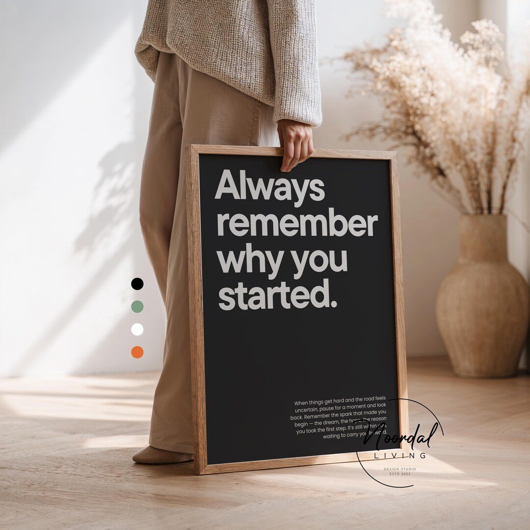 Motivational Poster Always Remember Why You Started Print | Different ...