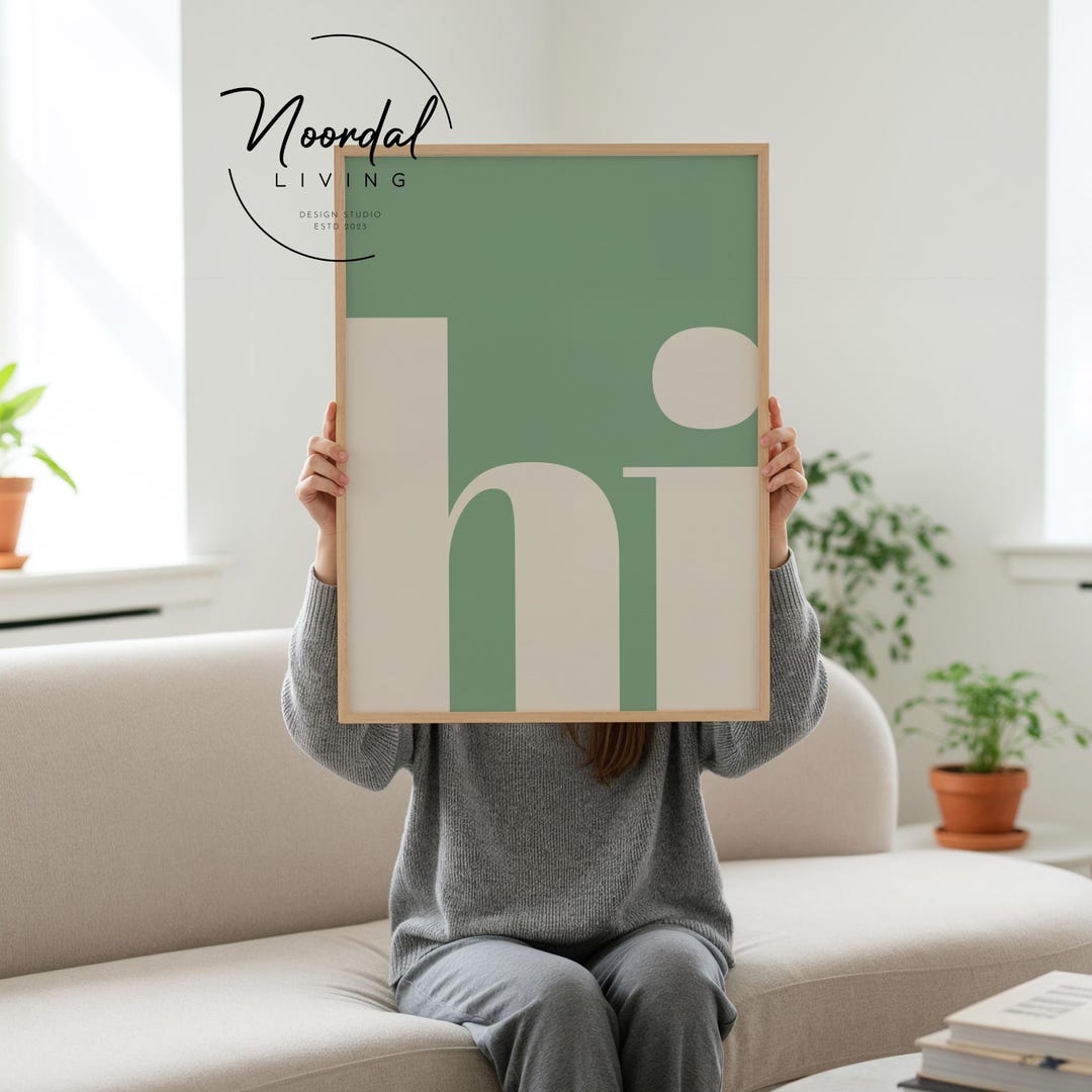 DIGITAL DOWNLOAD Hi Poster Sage Print Hello Typography Print Printable ...