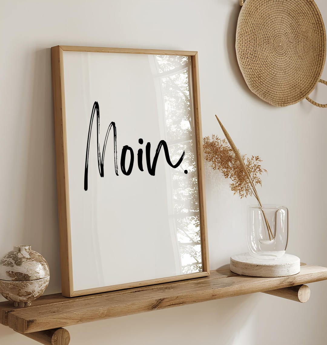 Poster Moin Black and White With Lettering - Etsy