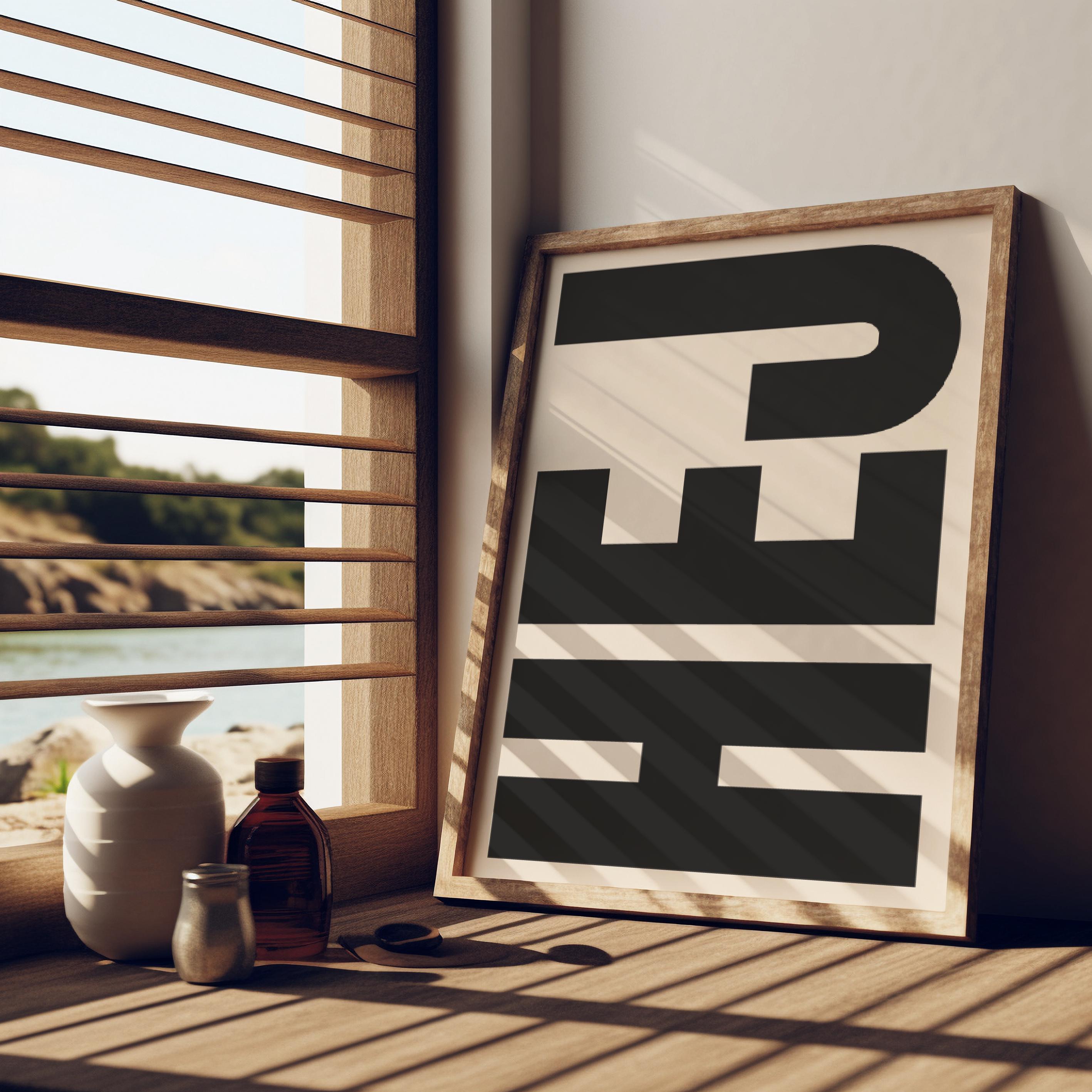 Hej Poster Black Beige Wall Art Typography Scandinavian Print Sweden - Etsy