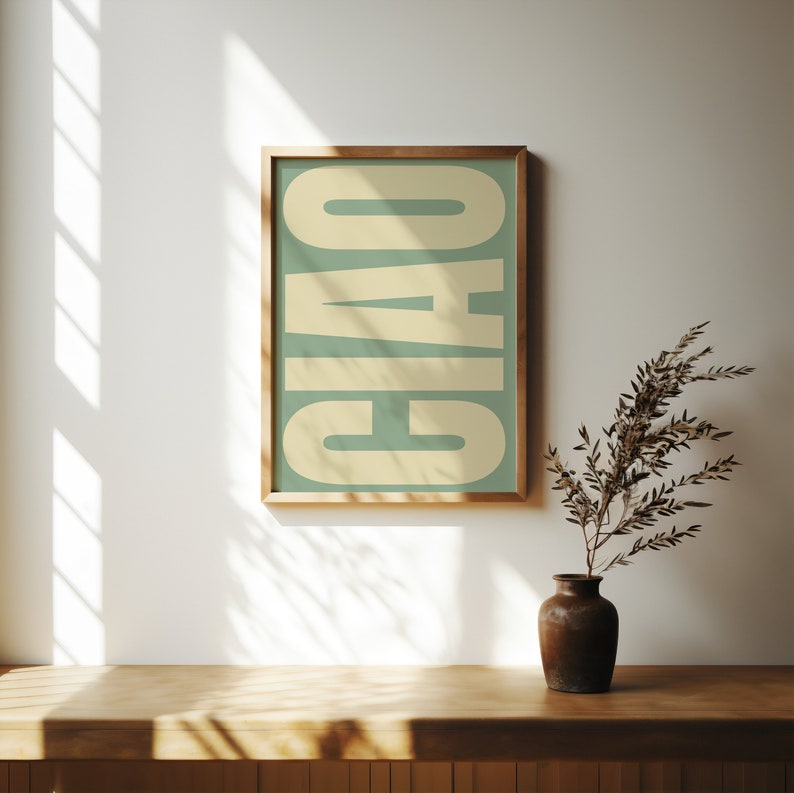 Ciao Poster Sage Green Wall Art Ciao Print Typography Poster Italy ...