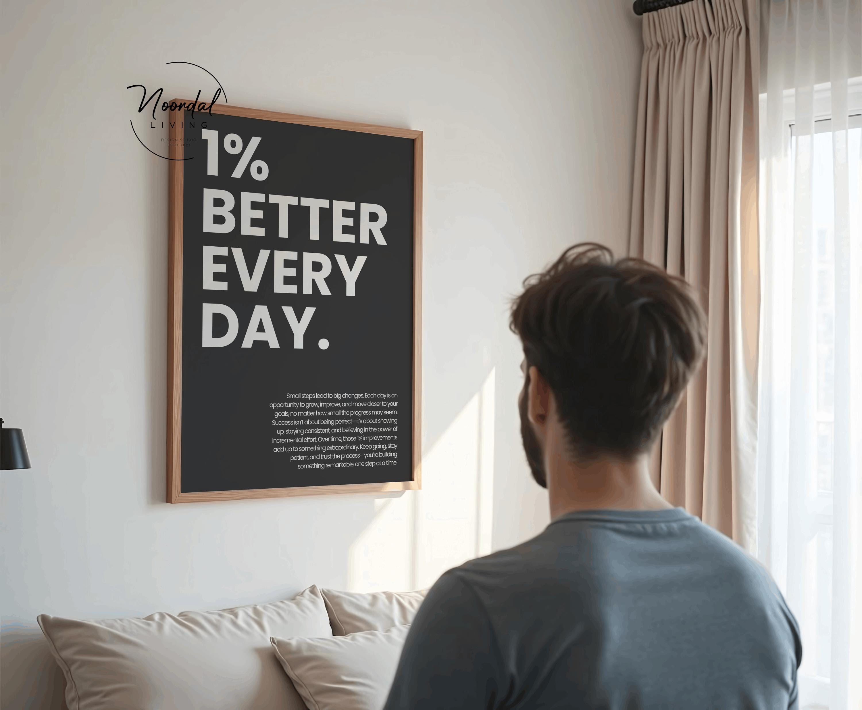 DIGITAL DOWNLOAD Motivational Poster 1% Better Every Day Print ...