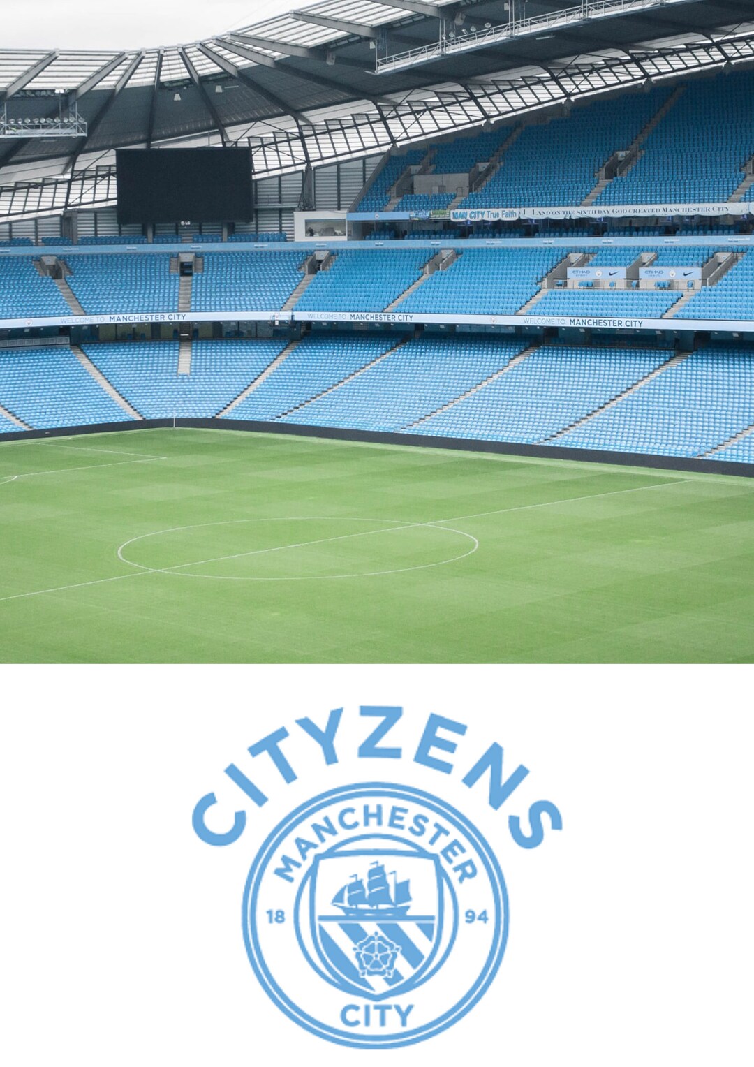 Pitch of Etihad Stadium With Manchester City Logo and the Word - Etsy