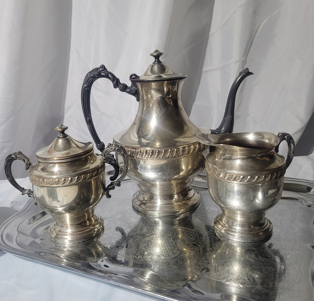 Silver Over Copper Tea Set, Sheridan Vintage Elegant Serving, Antique ...