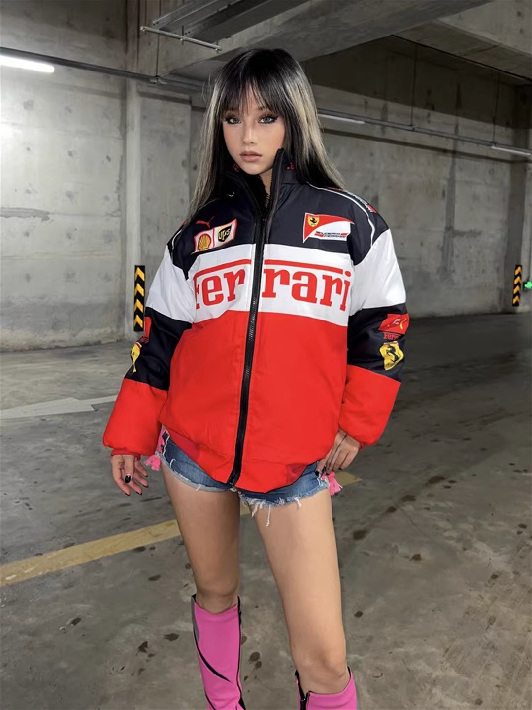 Vintage White NASCAR Bomber Jacket F1 Fashion Racing Jacket - Etsy