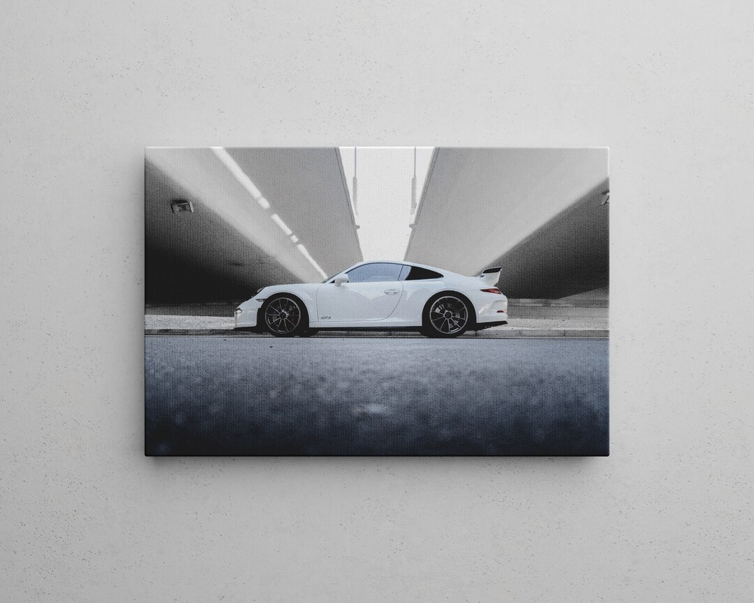 Porsche GT3 Mural | White Porsche on Canvas | High Quality Print ...