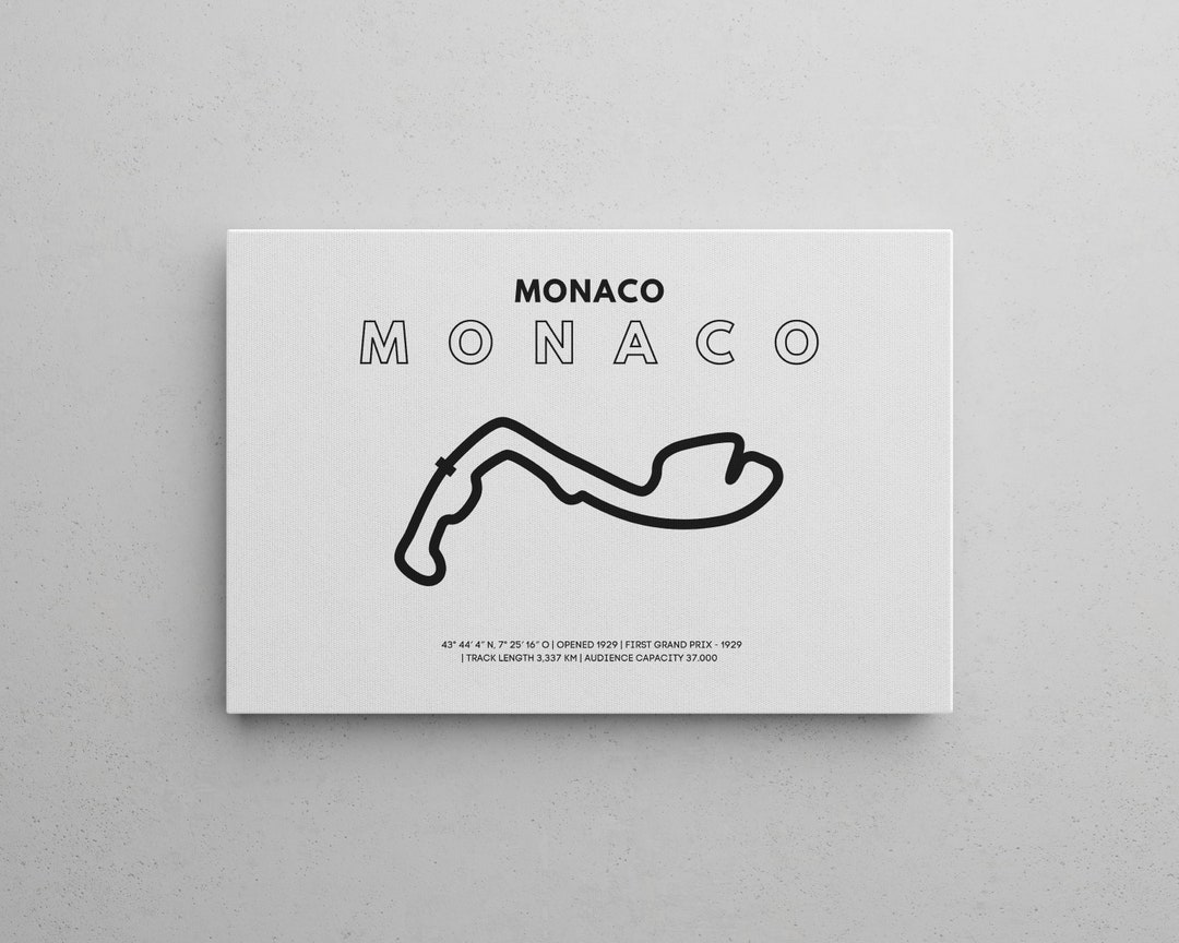Formula 1 Mural Monaco F1 Circuit Monte Carlo Minimalist Drawing Canvas ...
