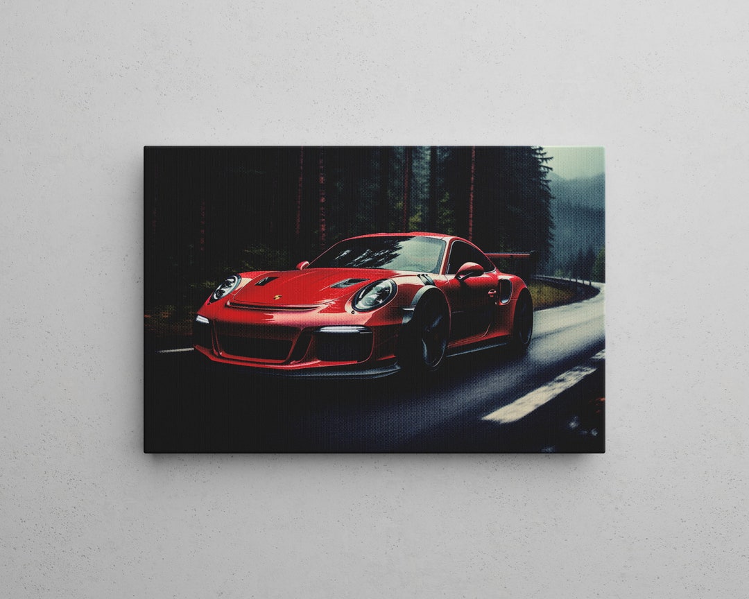 Red Porsche 911 Car Art on Stylish Canvas Canvas in Various Sizes 20-90 ...