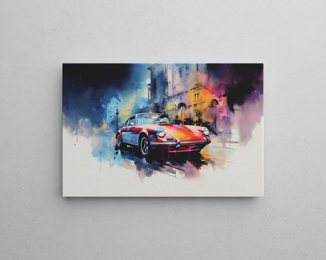Porsche Mural Colorful Porsche Wallart on High Quality Canvas Different ...