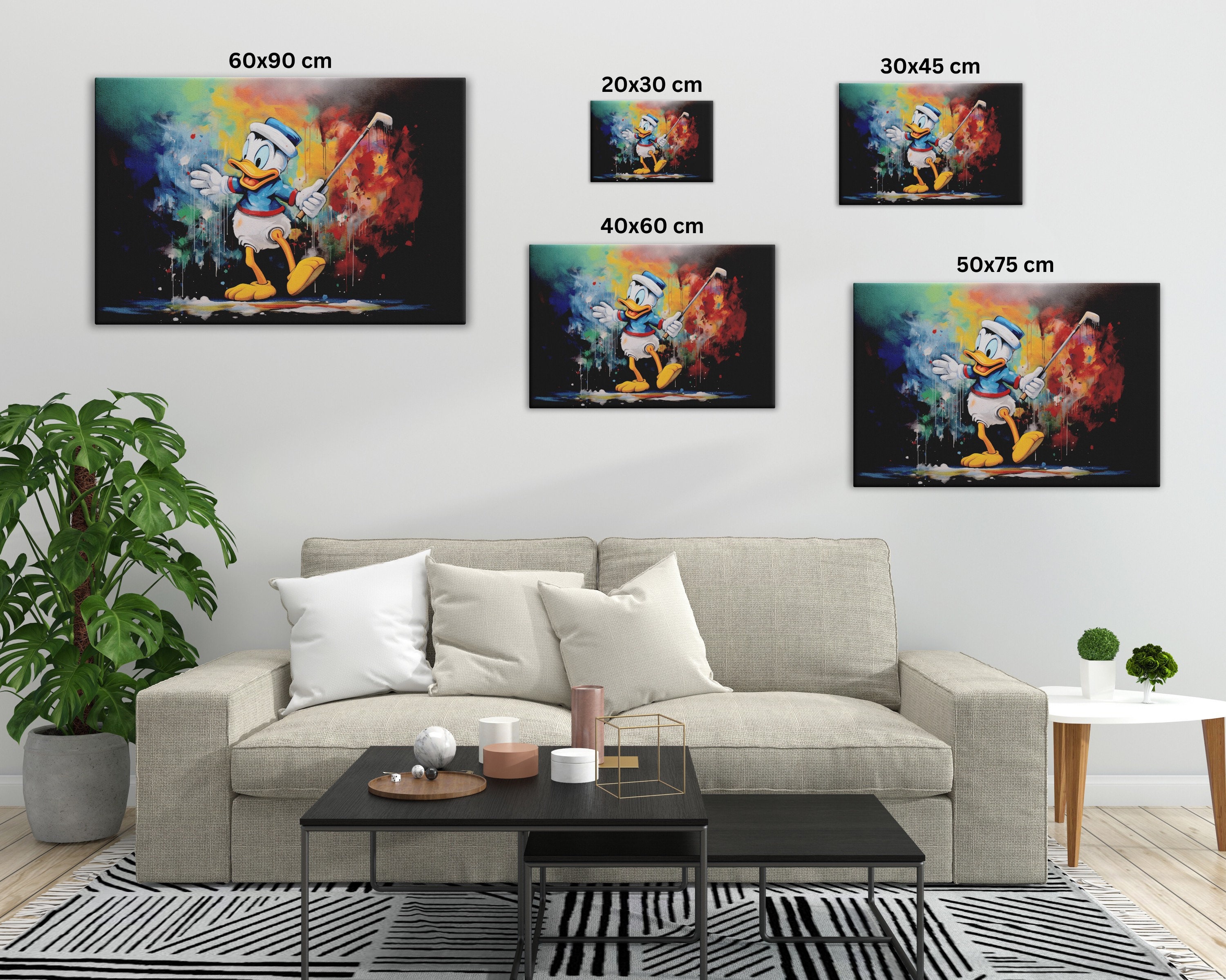 Micky Maus Zeichnung Pop-art Wandbild Auf Leinwand Buntes Luxus Canvas ...