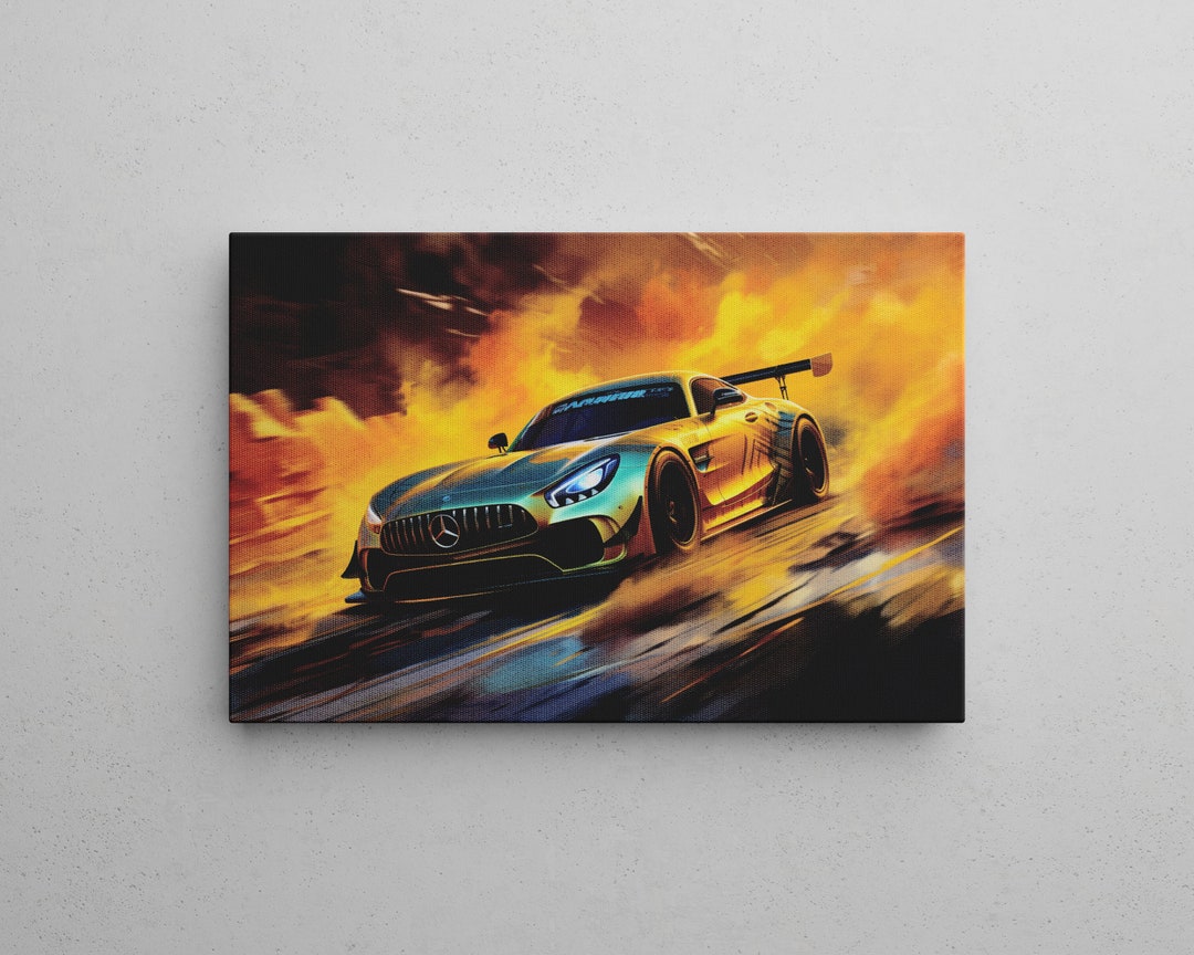 Mercedes AMG Car Art on Canvas in Sizes 20-90cm | Colorful Futuristic ...