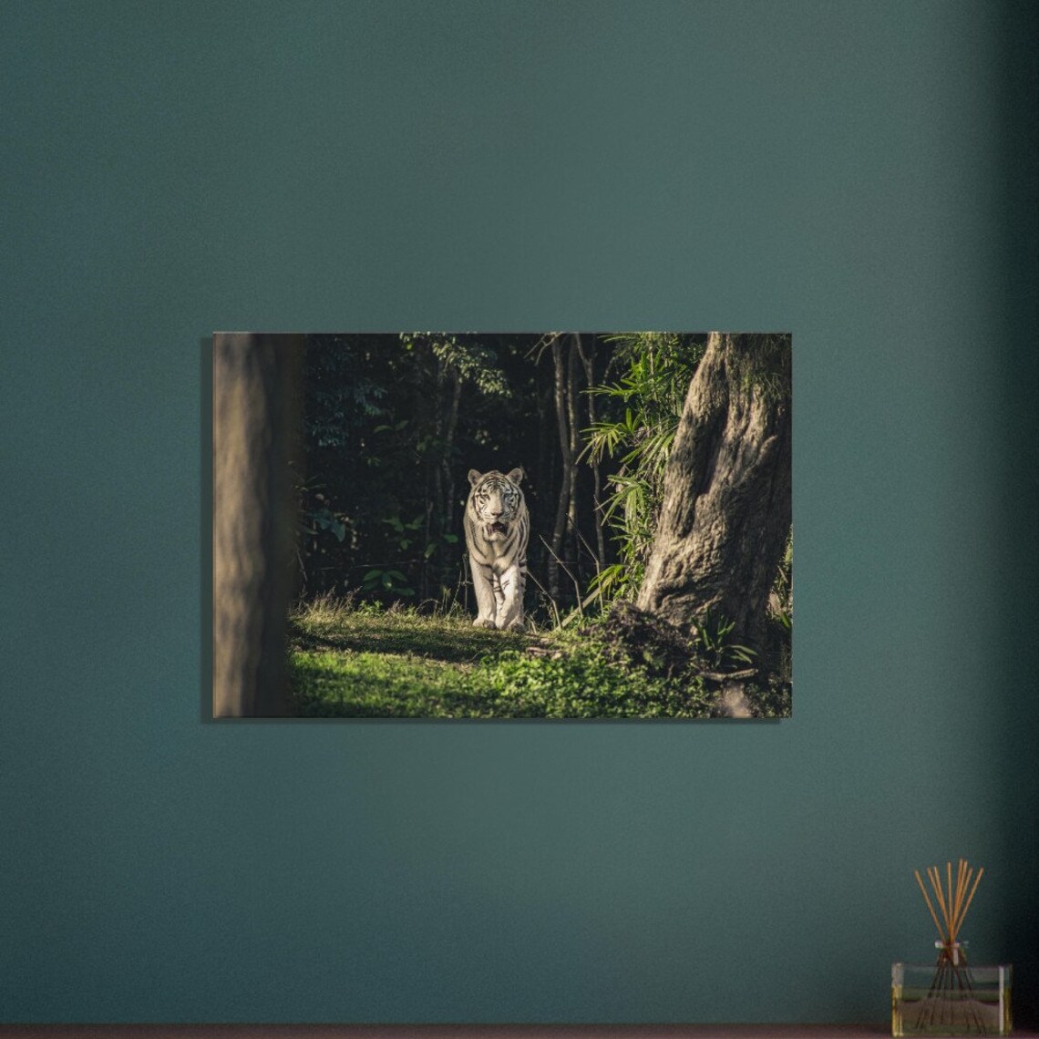 WHITE TIGER Enchanted Forest Art, Majestic Wildlife Canvas, Nature ...