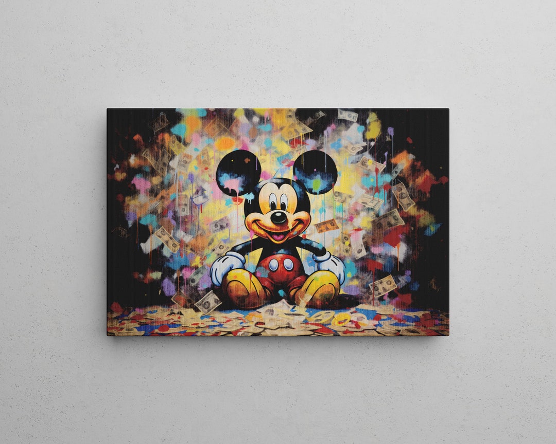 Micky Maus Zeichnung | Pop-Art Wandbild auf Leinwand | Comic Style ...