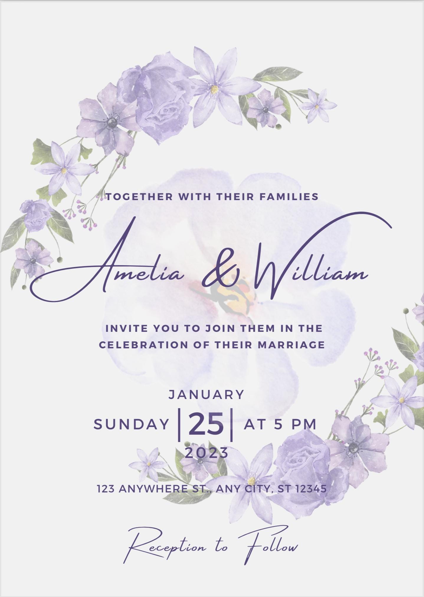 Gorgeous Floral Lilac Wedding Invitation - Etsy