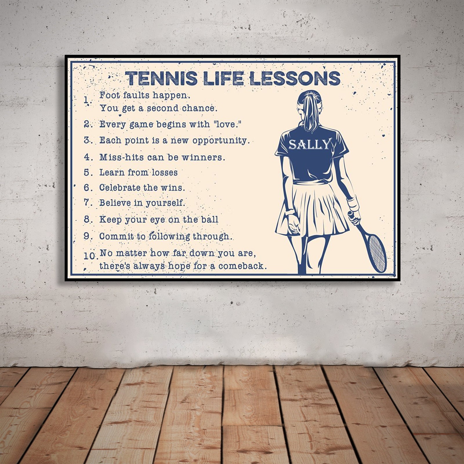 Tennis Life Lessons Personalized Poster, Custom Tennis Poster Name ...