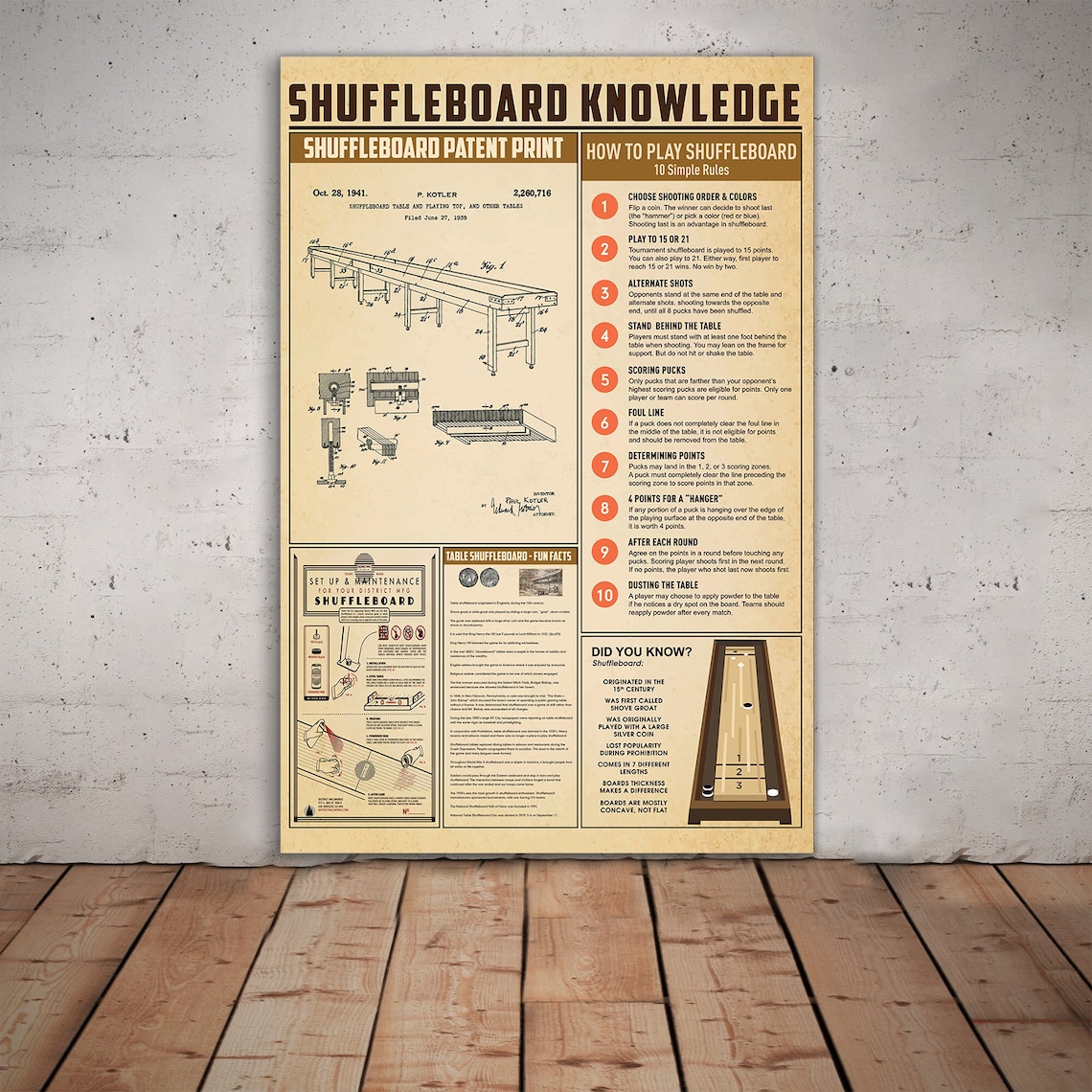 Shuffleboard Knowledge Poster, Shuffleboard Poster, Knowledge Poster ...