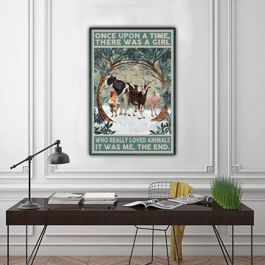 There Was a Girl Who Loved Animals Farm Chicken Cow Pig Poster ...