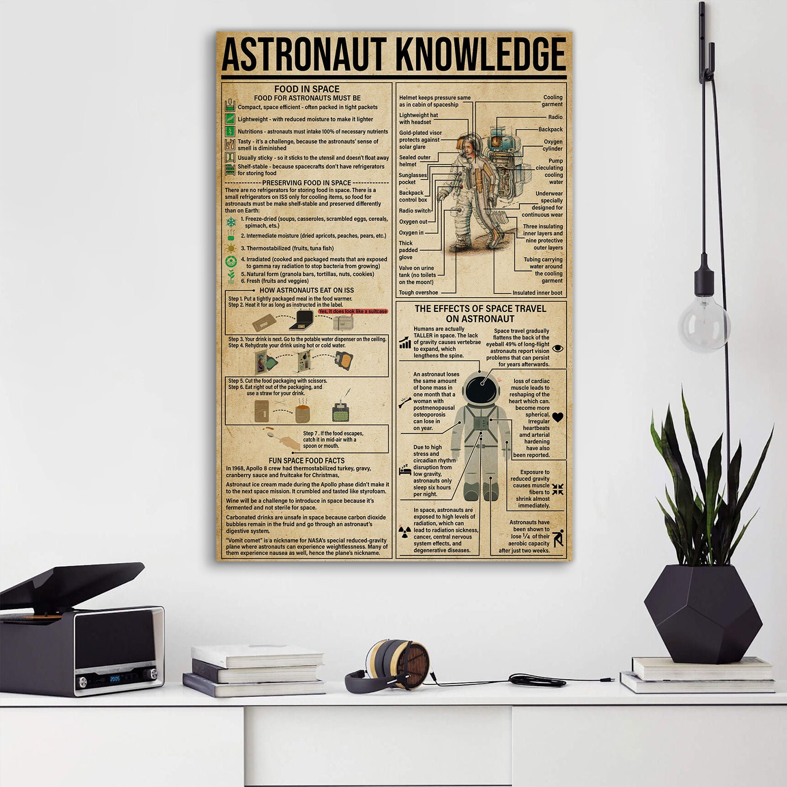Astronaut Knowledge Poster Vintage Poster Decor Wall - Etsy