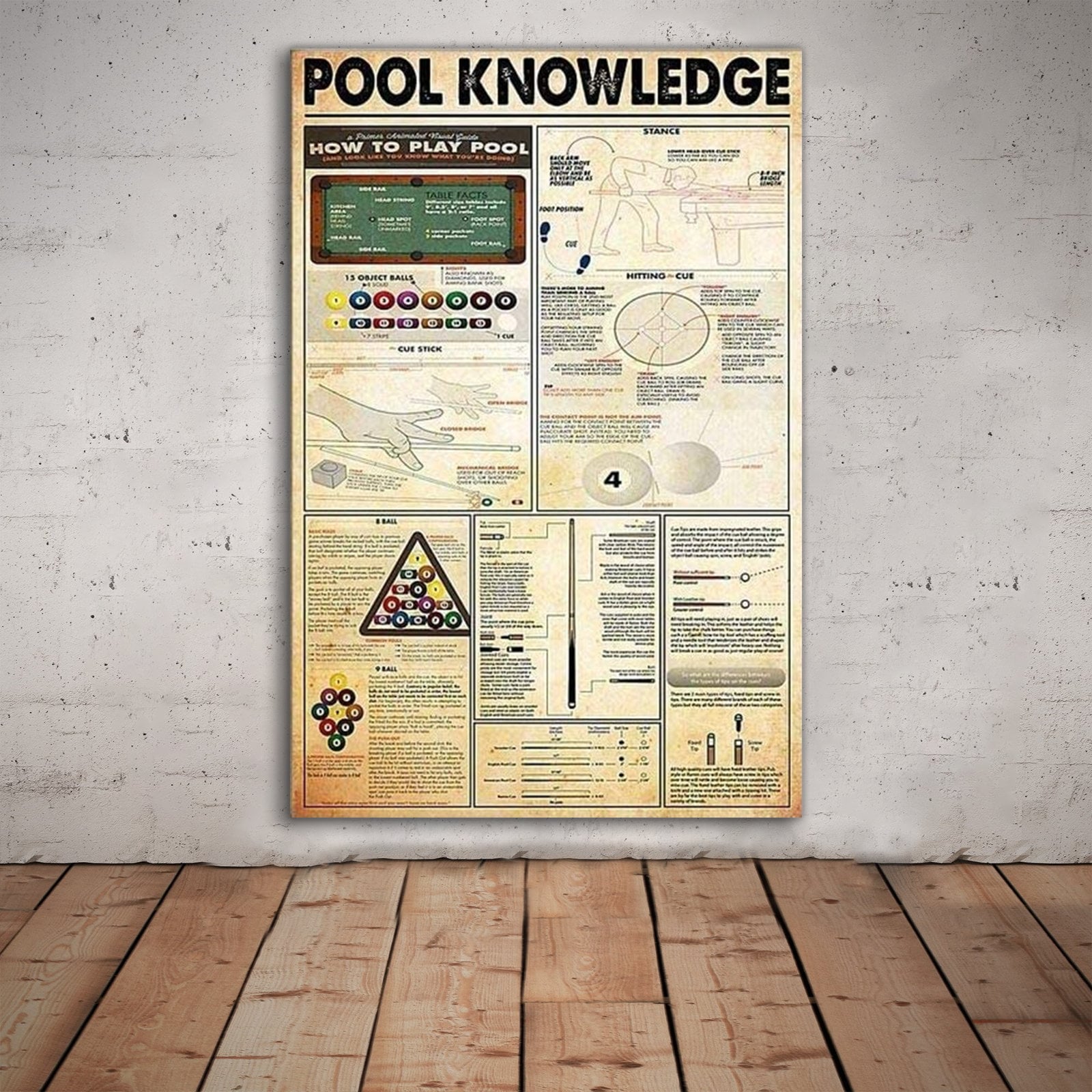 Pool Knowledge Poster, Pool Knowledge Gift, Pool Decor, Office Decor ...