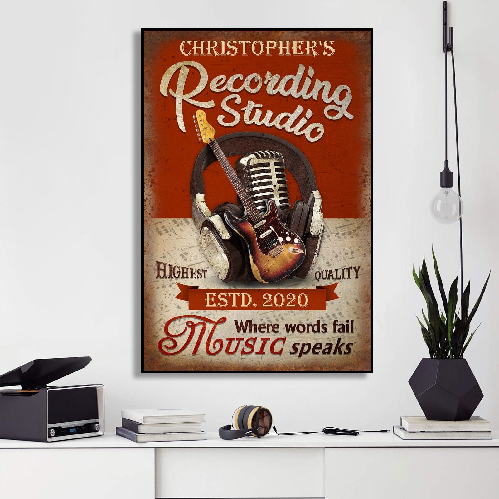 Personalized Guitar Where Words Fail Vertical Poster, Custom Guitar ...