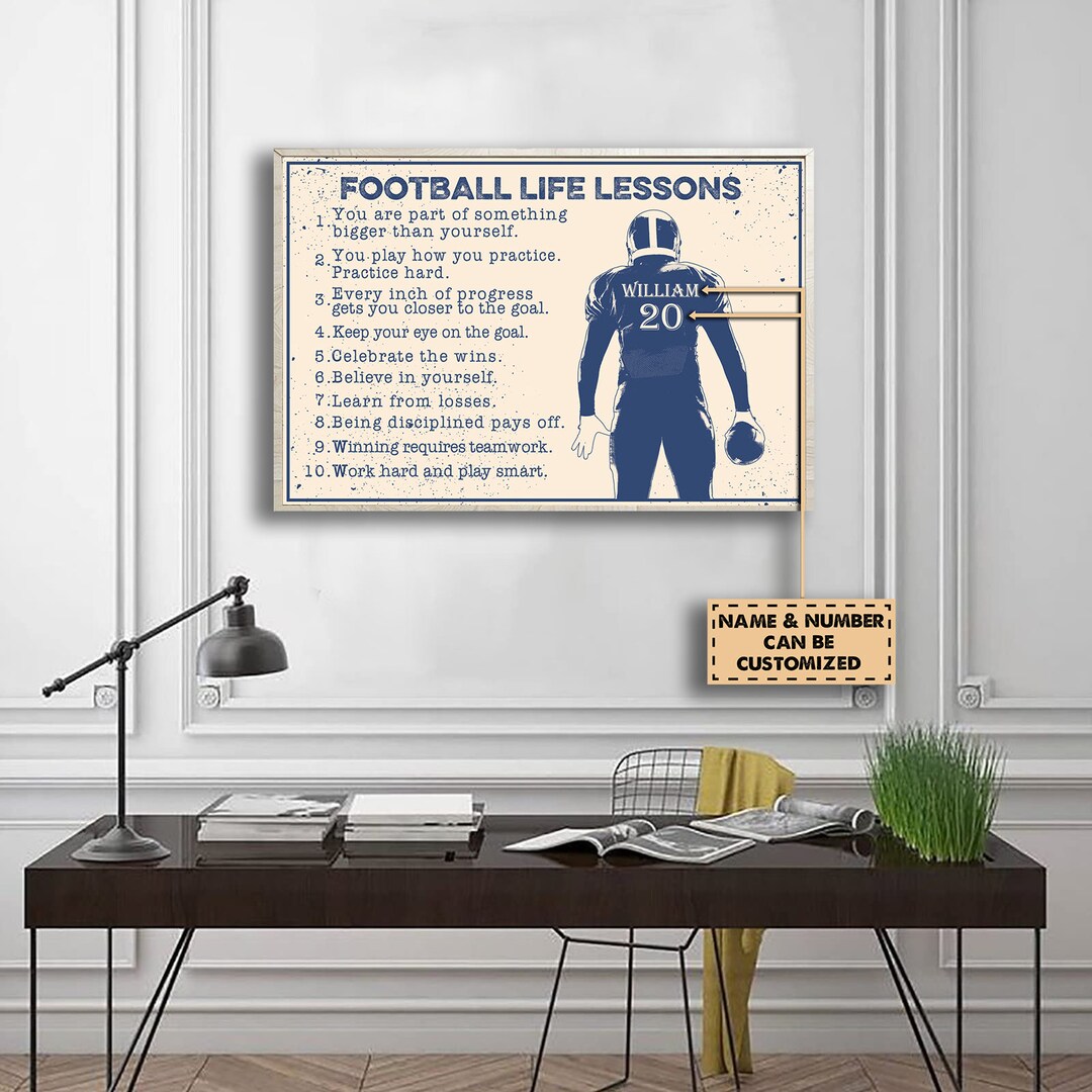 Personalized Football Life Lessons Custom Poster, Custom Football Name ...