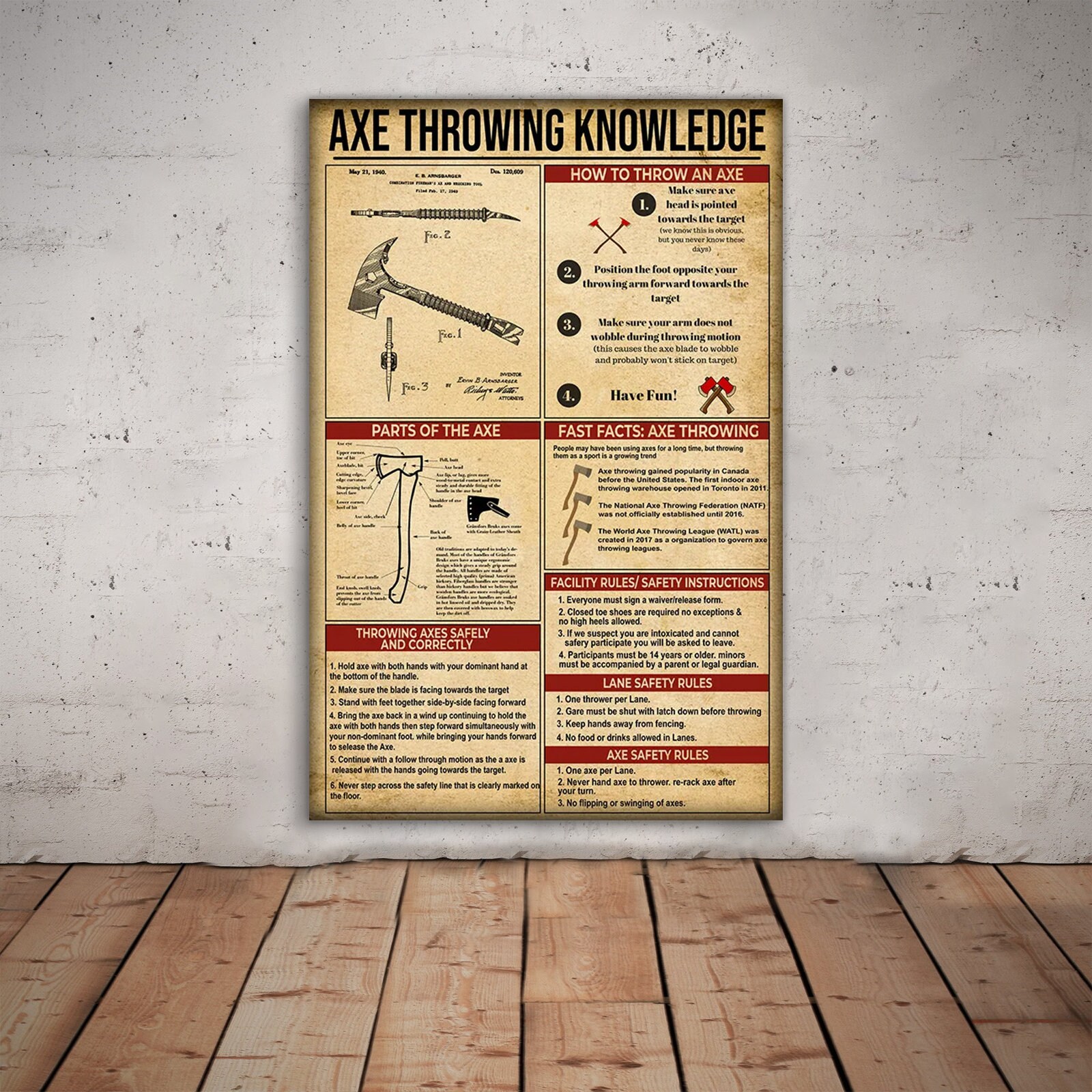 Axe Throwing Knowledge Poster Axe Throwing Poster Axe - Etsy