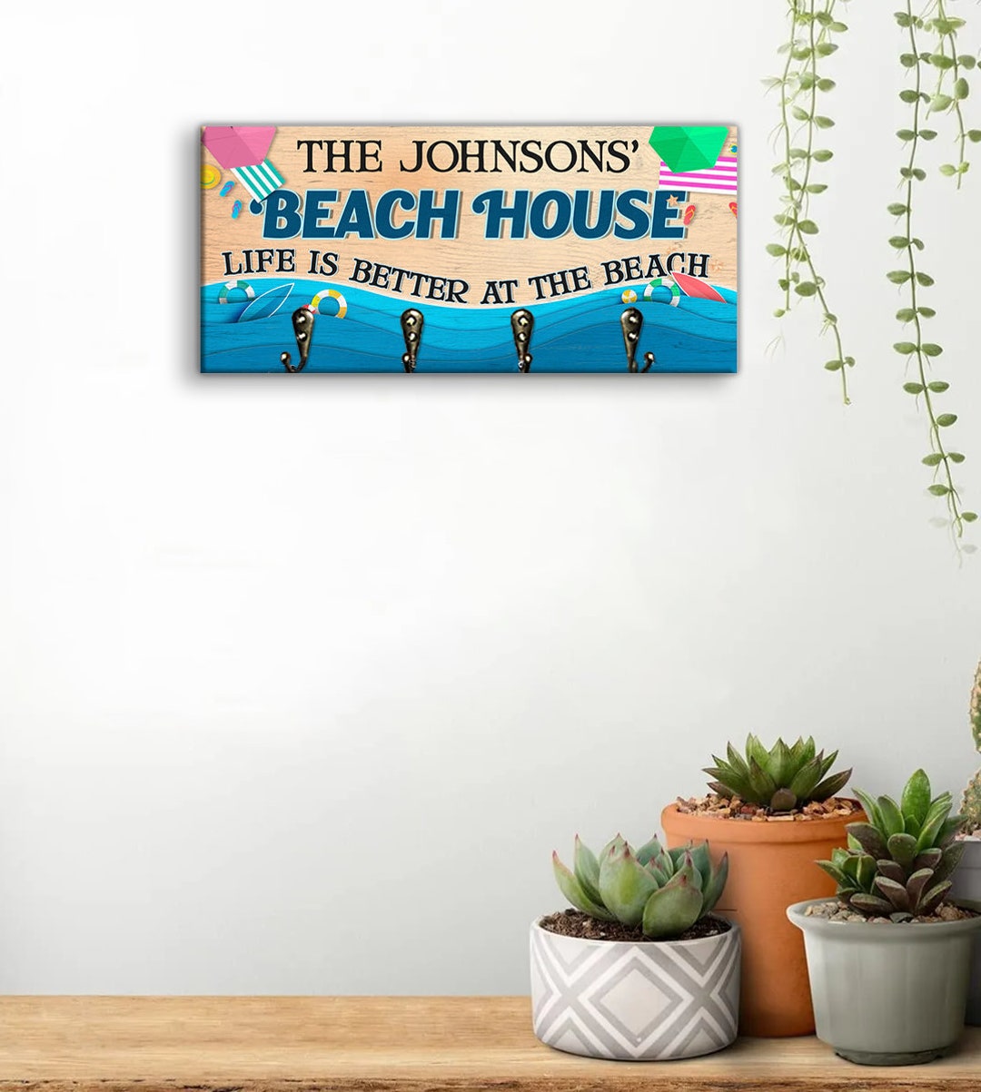 Beach Personalized Wood Key Holder, Key Hanger, Beach Key Holder, Home ...