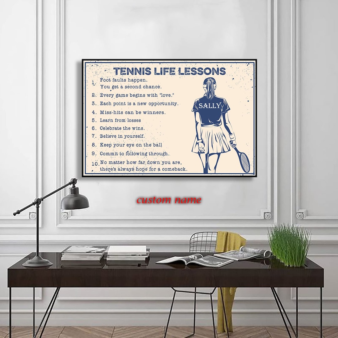 Tennis Life Lessons Personalized Poster, Custom Tennis Poster Name, Tennis Poster, Gift Family ...