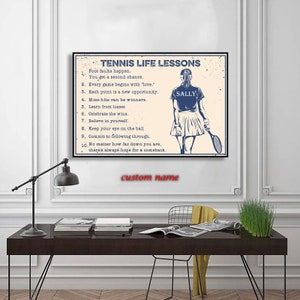 Tennis Life Lessons Personalized Poster, Custom Tennis Poster Name ...