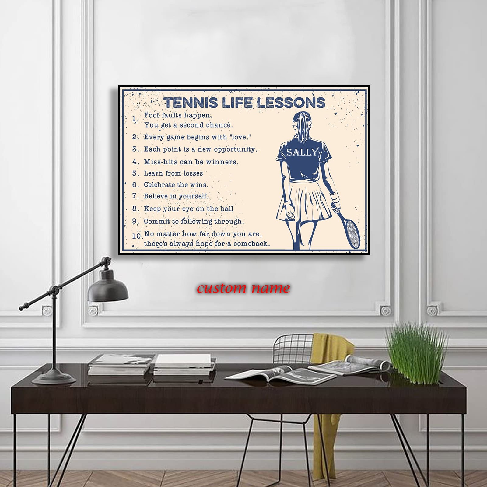 Tennis Life Lessons Personalized Poster, Custom Tennis Poster Name ...