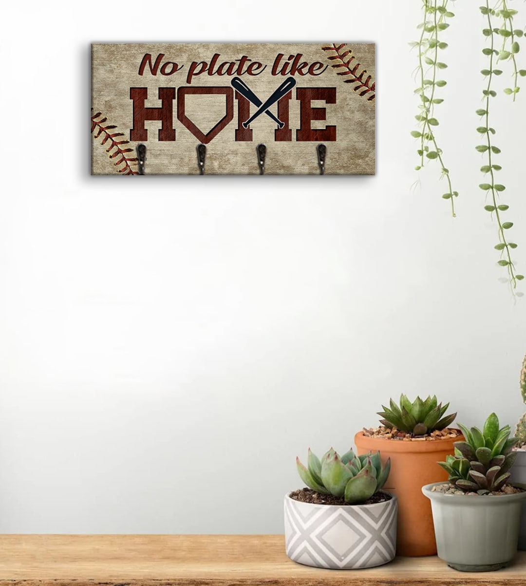 Baseball Custom Wood Key Holder, Baseball Key Hanger, Baseball Lover ...