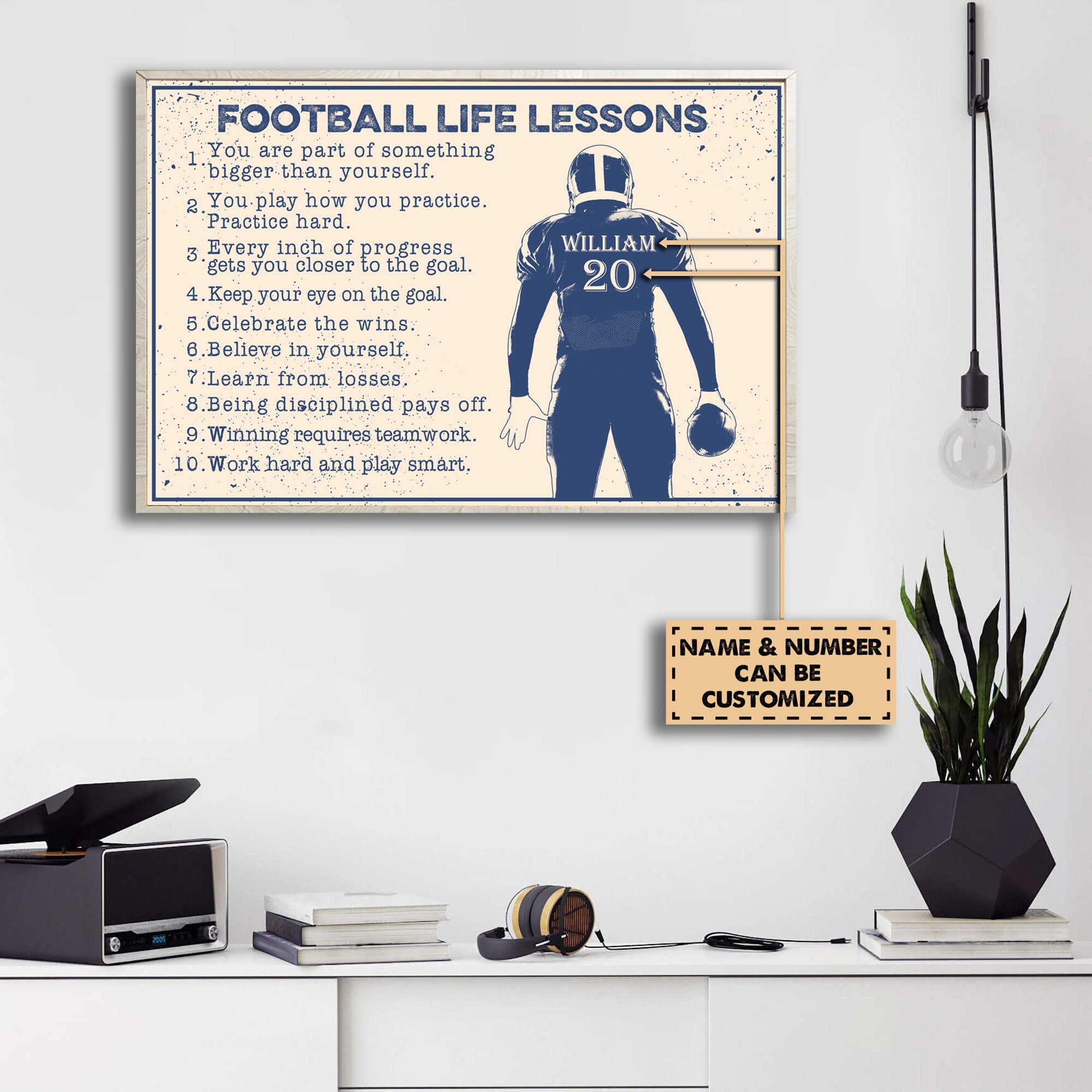Personalized Football Life Lessons Custom Poster, Custom Football Name ...