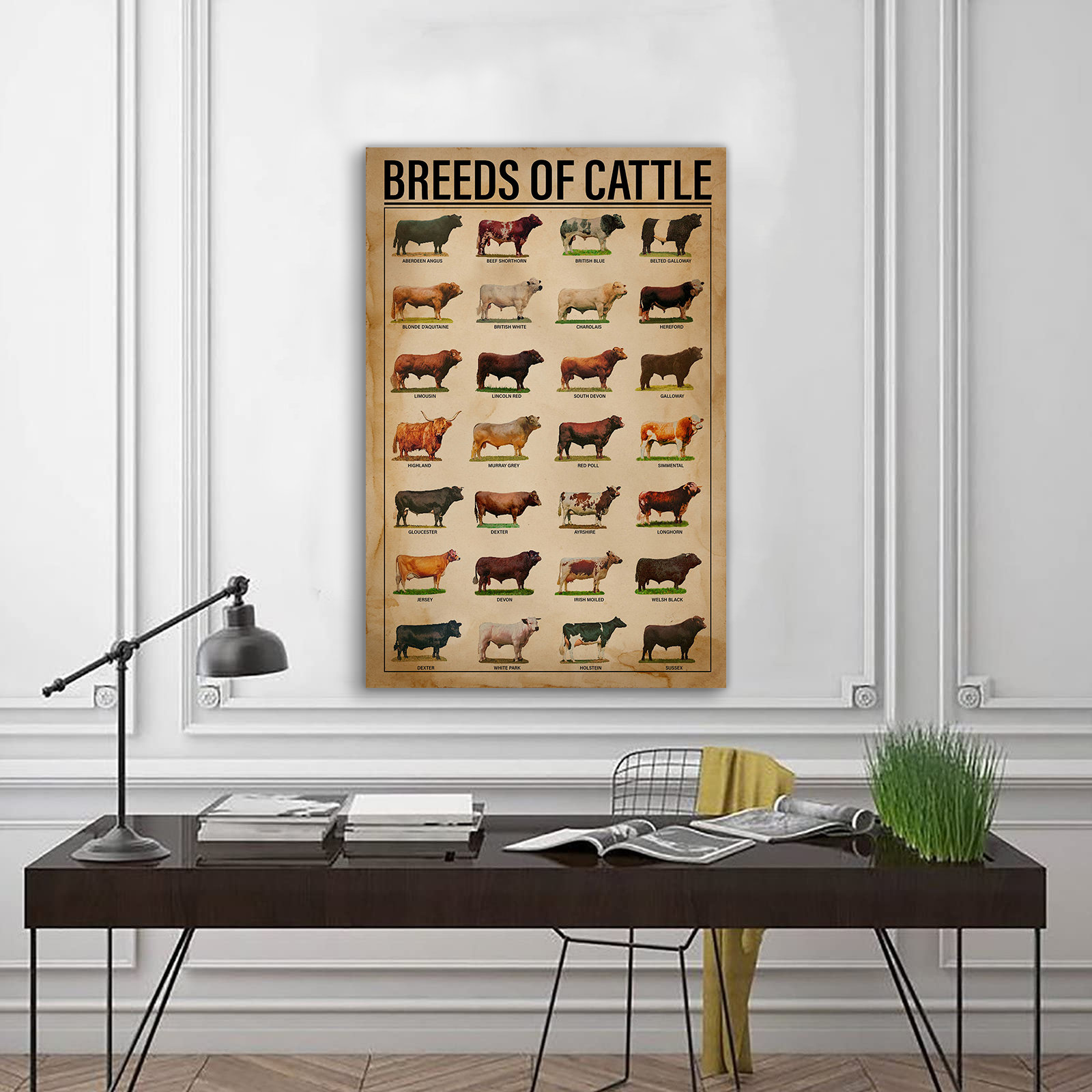 Breeds of Cattle Wall Art Poster Anniversary Birthday Christmas ...
