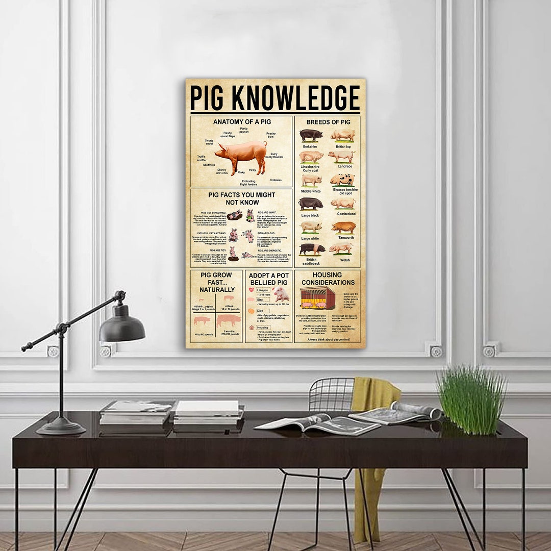 Pig Knowledge Farm Vertical Poster, Knowledge Poster, Vintage Poster ...